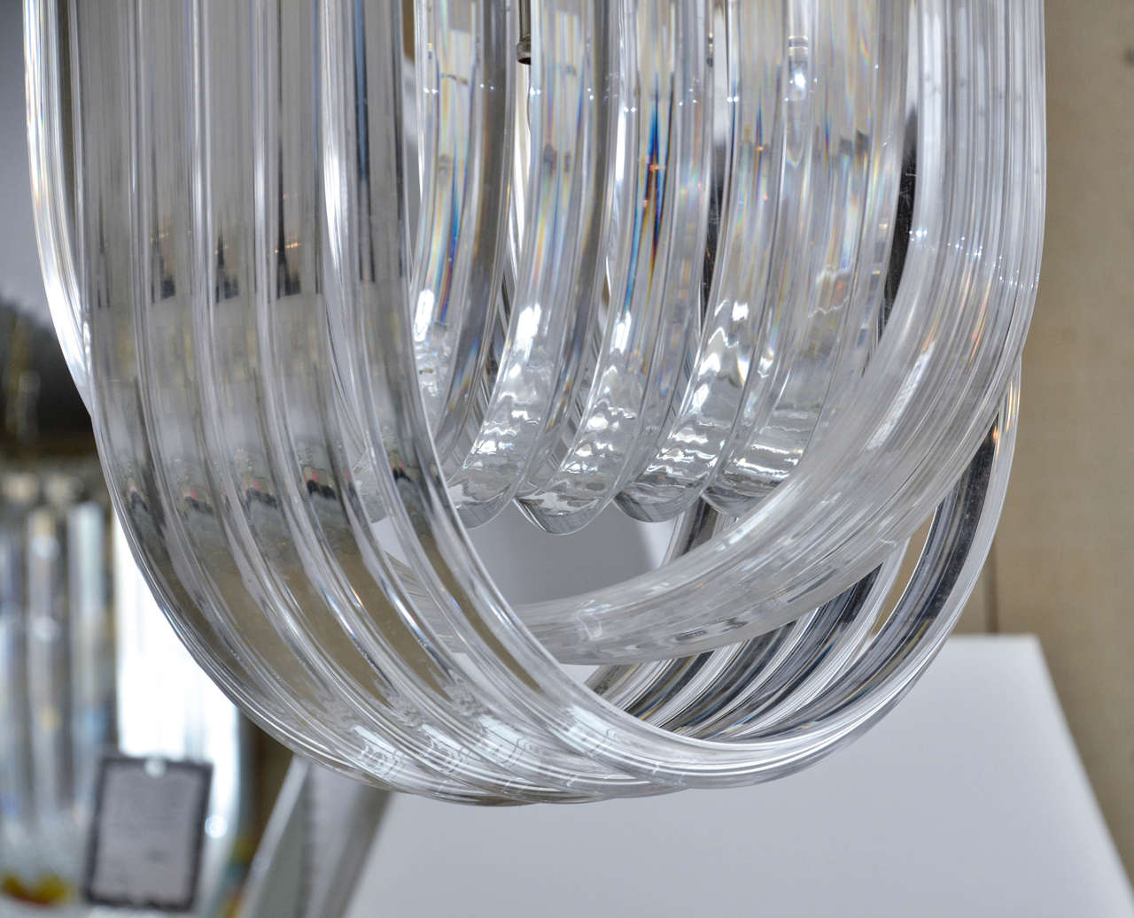 Attractive Vintage Clear Lucite Loop Chandelier at 1stDibs