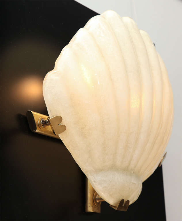 Pair of Deco "Shell" Murano Sconces For Sale at 1stDibs