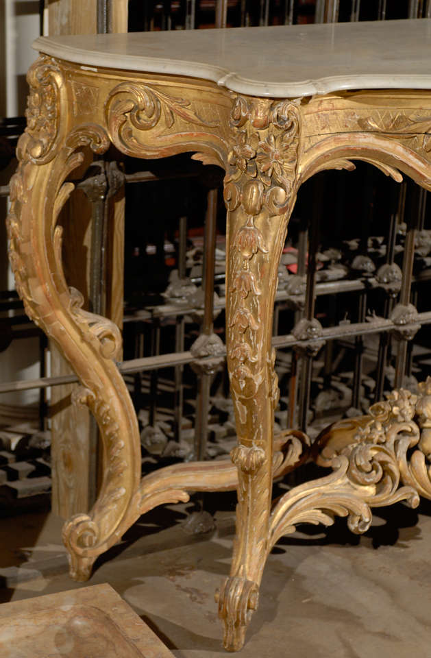French 18th C. Louis XV Style Carved and Gilded Console Table For Sale ...