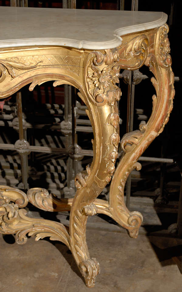 French 18th C. Louis XV Style Carved and Gilded Console Table For Sale ...