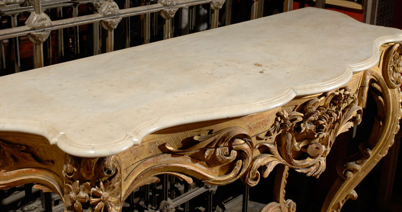 French 18th C. Louis XV Style Carved and Gilded Console Table For Sale ...