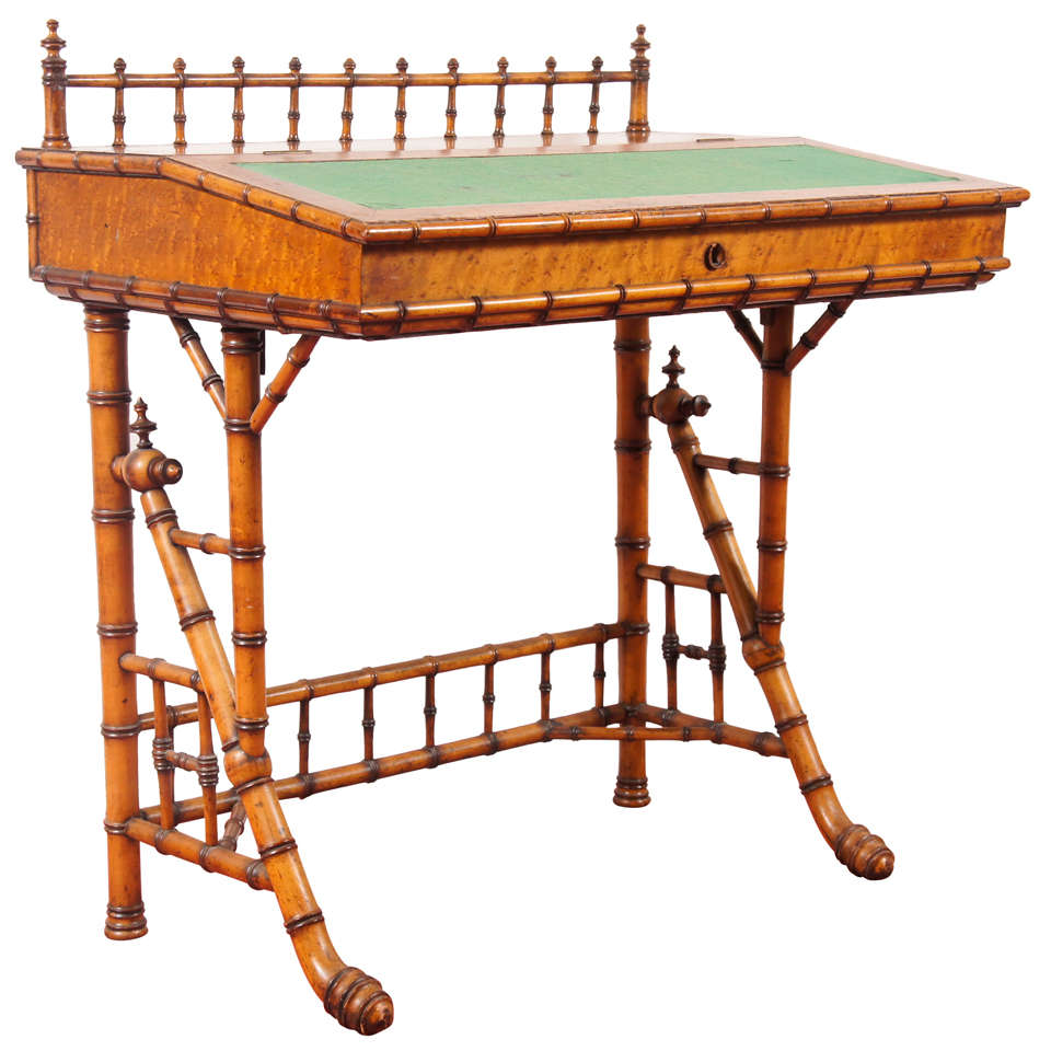 Faux Bamboo Maple Desk at 1stDibs