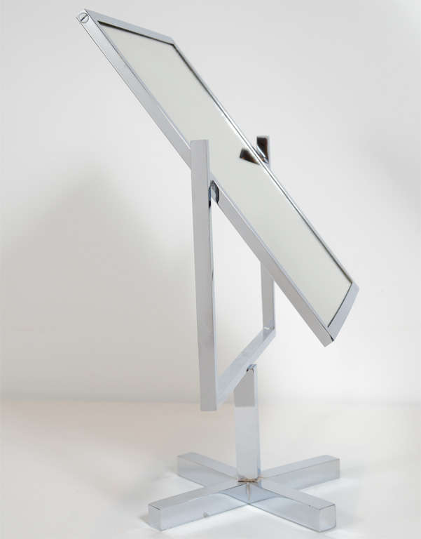 Modernist Chrome Vanity Mirror on a Pivoting Frame at 1stDibs