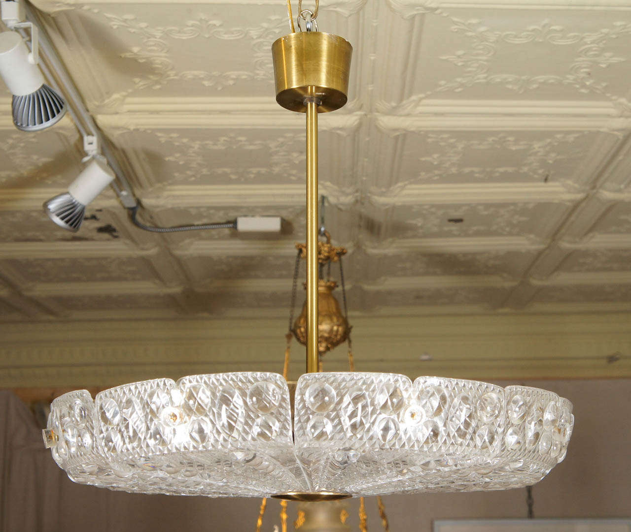 Swedish Pressed Glass Ceiling Light Fixture by Carl Fagerlund for ...