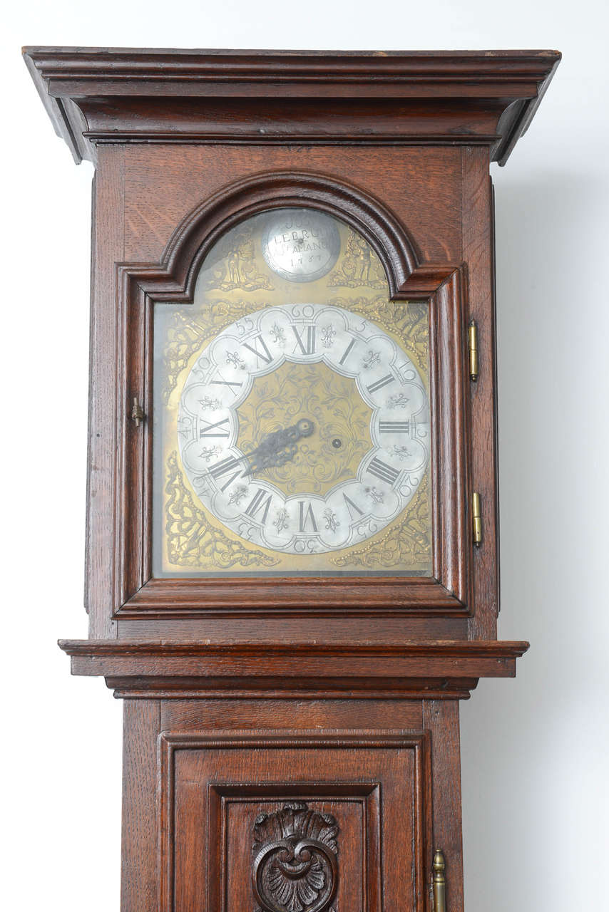 18th Century Solid Oak Tall Belgian Eight-Day Grandfather Clock at ...