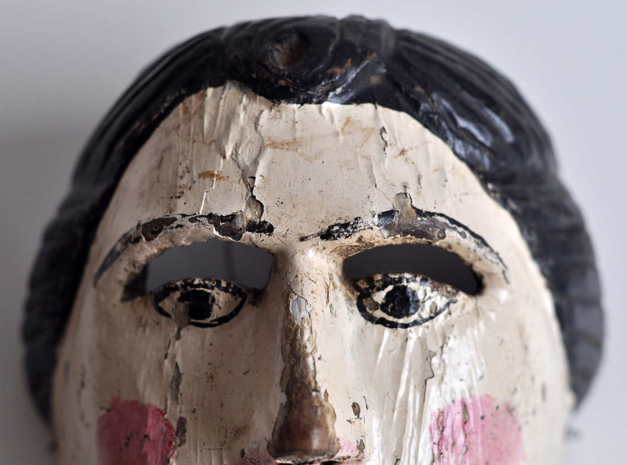 Central American Carved Wood Ceremonial Mask For Sale at 1stDibs