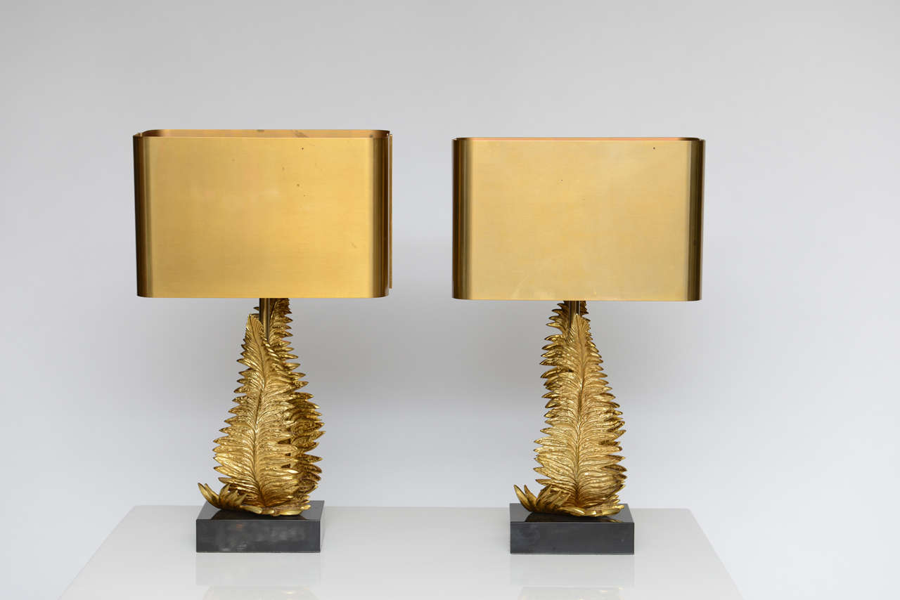 Pair of Maison Charles Bronze Fern Table Lamps (Signed) at 1stDibs