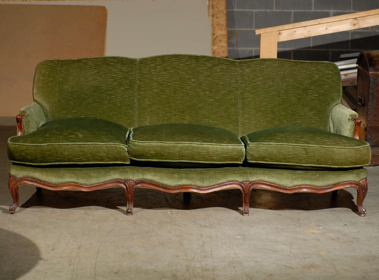 Large French Walnut Sofa at 1stDibs
