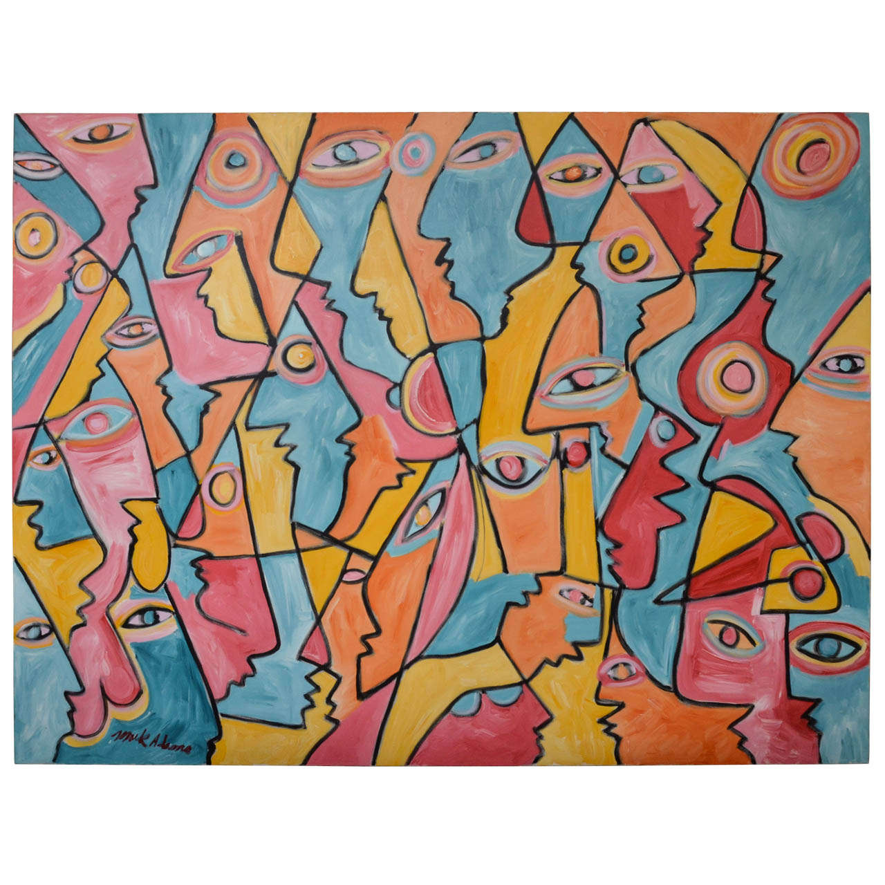 "All Those Eyes" Acrylic on Canvas by Mark Adams For Sale at 1stDibs