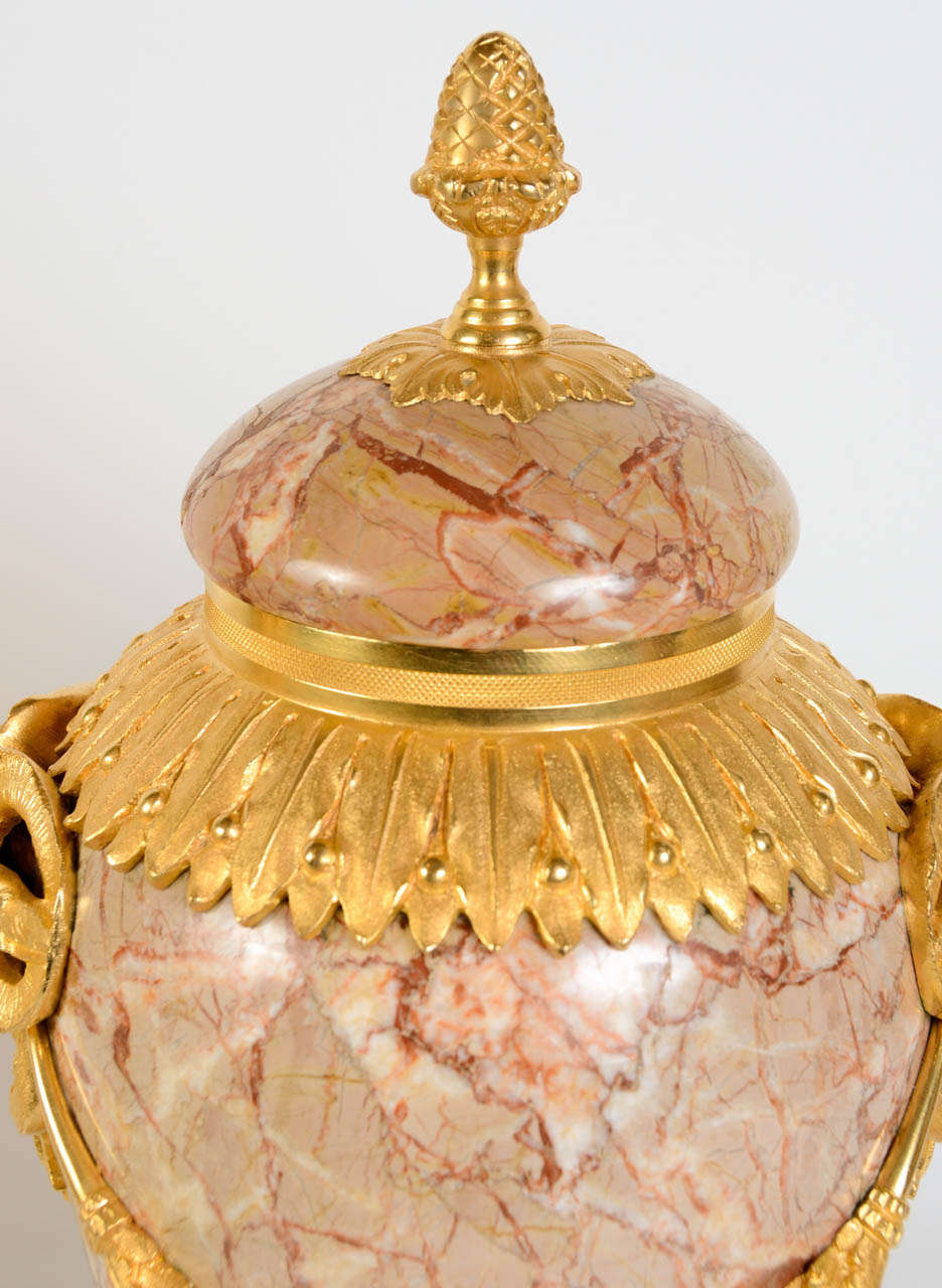 Rare Pair of Pink Marble Vases For Sale at 1stDibs