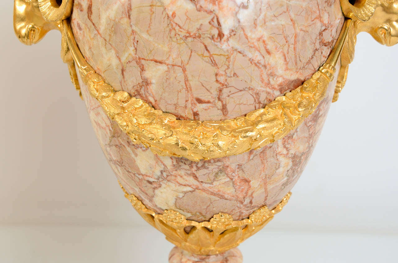 Rare Pair of Pink Marble Vases For Sale at 1stDibs