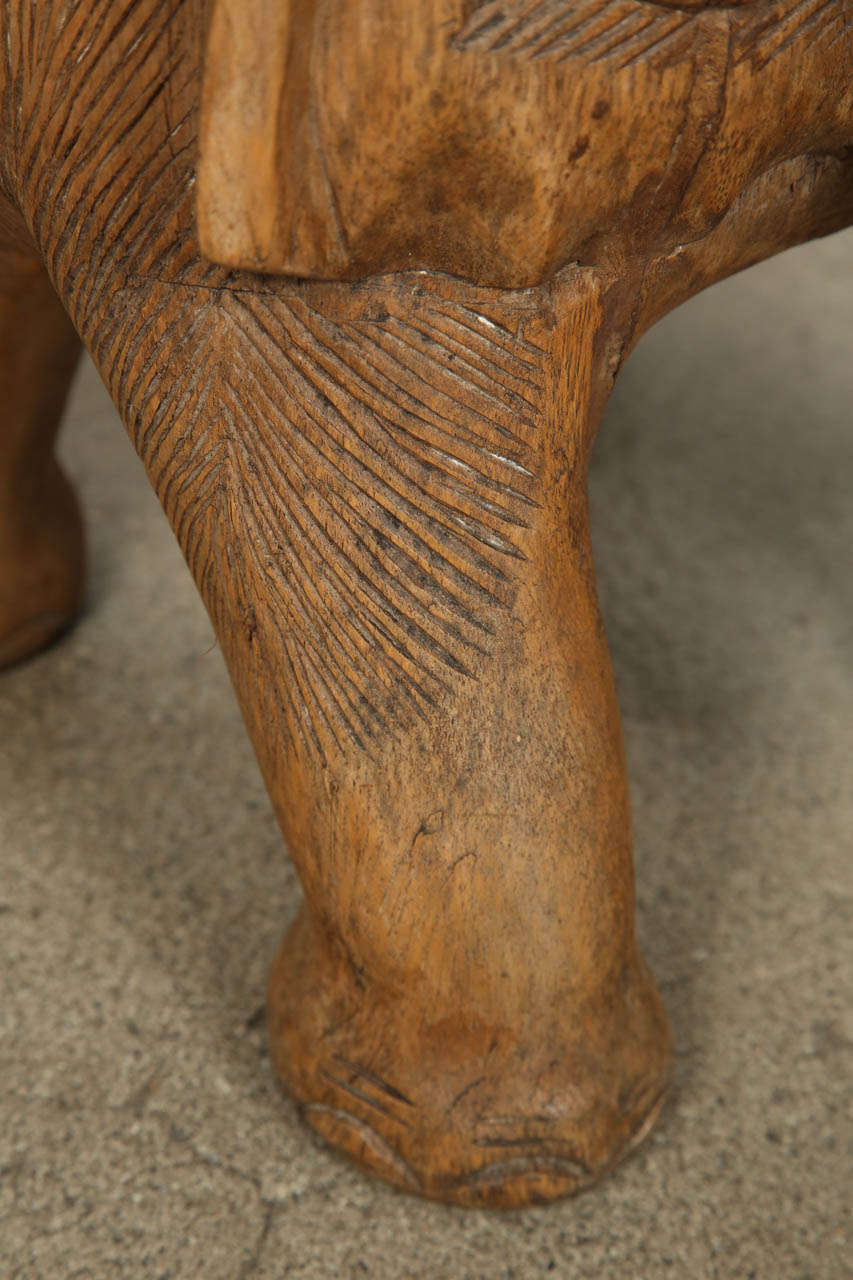 Elephant Stool, Hand-carved Wood at 1stDibs | wooden elephant stool ...