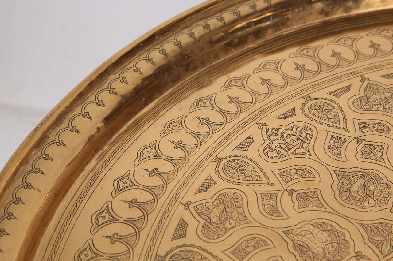 Large Persian polished brass tray table at 1stDibs