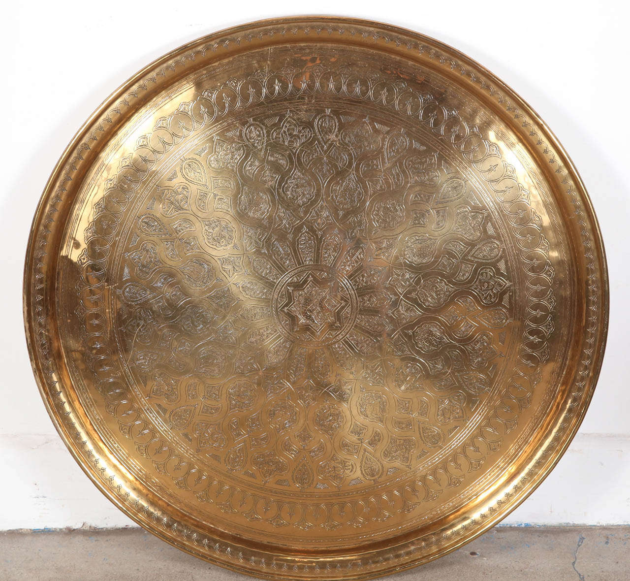 Large Persian polished brass tray table at 1stDibs