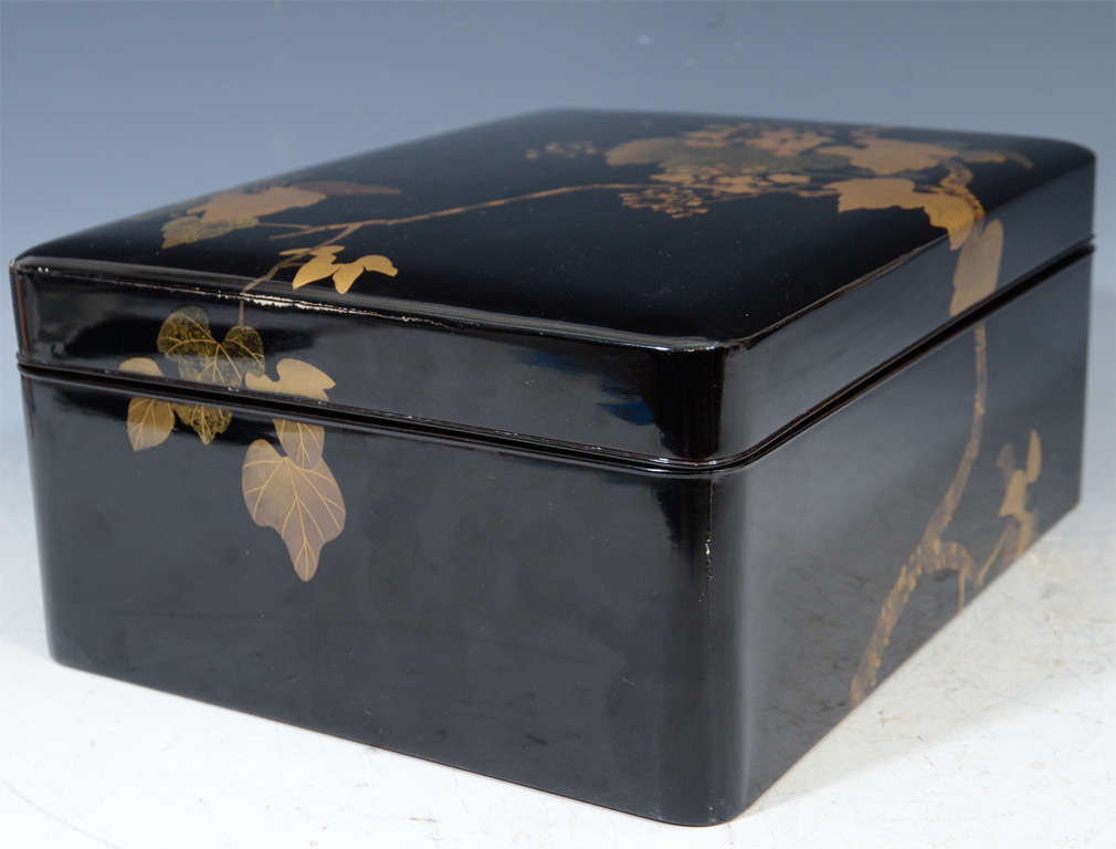 Antique Japanese Lacquer Black Box with Grapes For Sale at 1stDibs ...