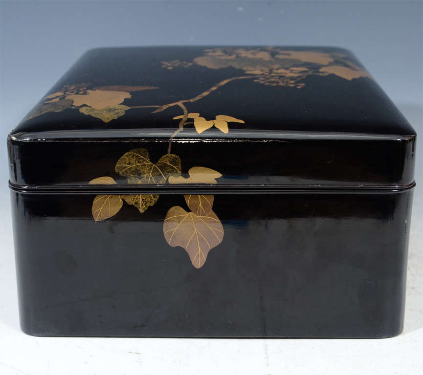 Antique Japanese Lacquer Black Box with Grapes For Sale at 1stDibs ...
