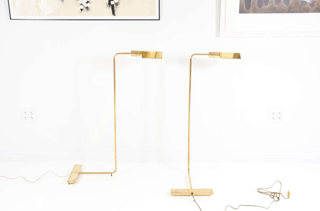 Pair of Polished Brass Reading Lamps by Cedric Hartman at 1stDibs