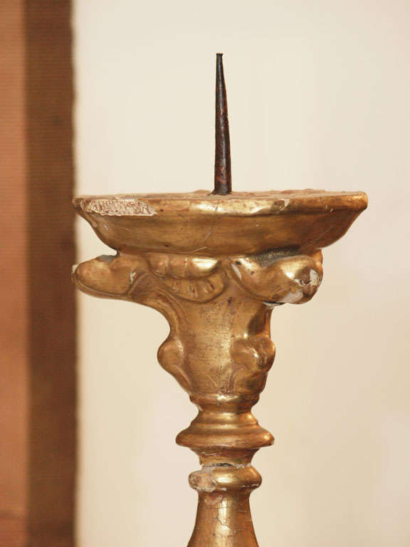 Pair Of Early 17th Century Gilt Pricket Sticks For Sale at 1stDibs