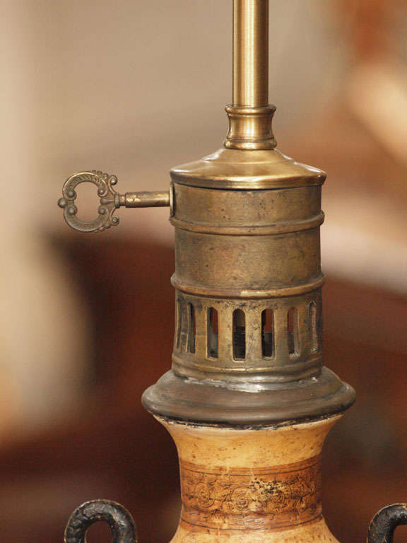 Pair Of Period Empire Tole Argand Lamps For Sale at 1stDibs