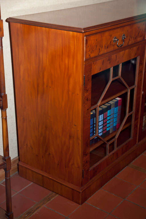 English, Custom Made Yew Wood Bookcase For Sale at 1stDibs