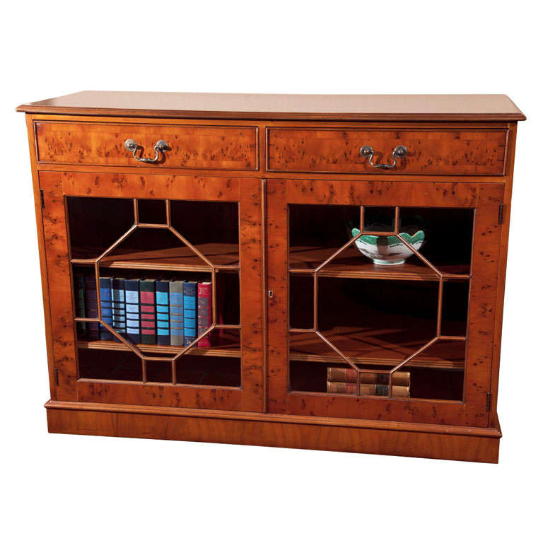 English, Custom Made Yew Wood Bookcase For Sale at 1stDibs