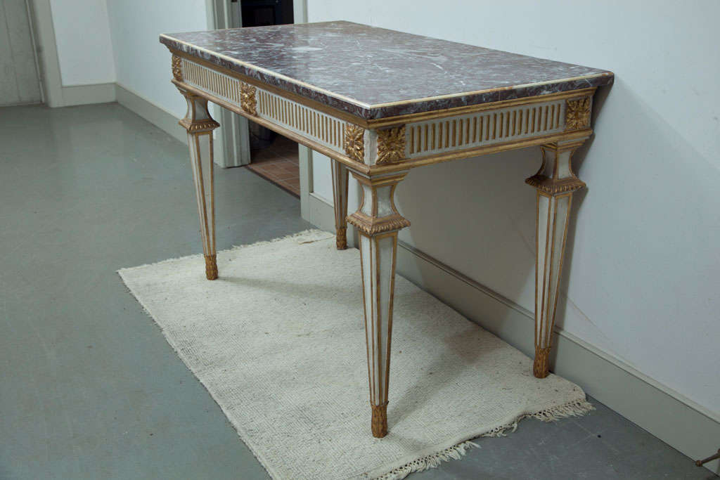 Italian Console Table with Marble Top For Sale at 1stDibs