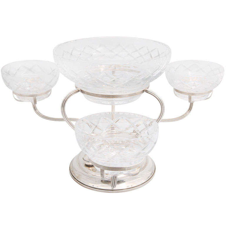 Unique Sterling Silver and Enamel Table Centerpiece For Sale at 1stDibs