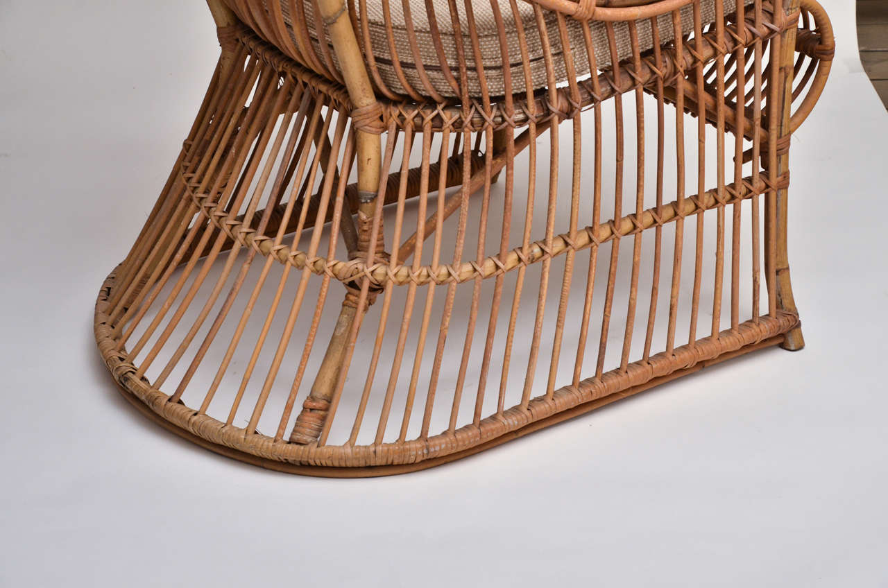 Bamboo High Back Canopy Arm Chair with Upholstered Seat Cushion at ...