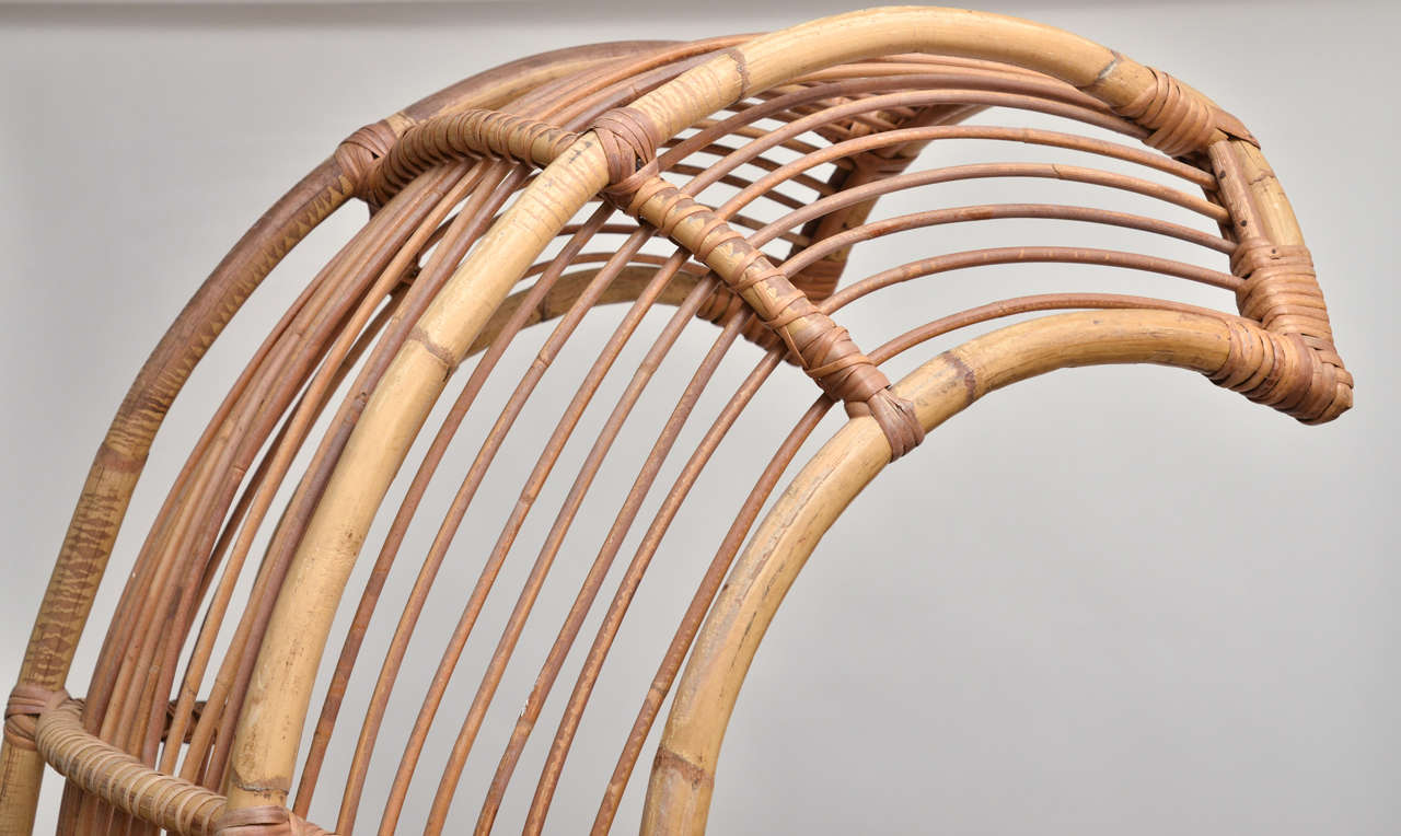 Bamboo High Back Canopy Arm Chair with Upholstered Seat Cushion at ...