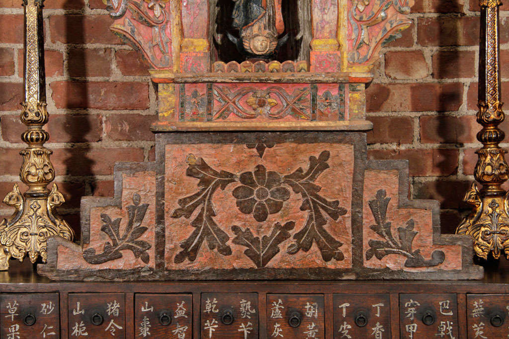 Painted Shrine w/ Virgin Mary Statue at 1stDibs