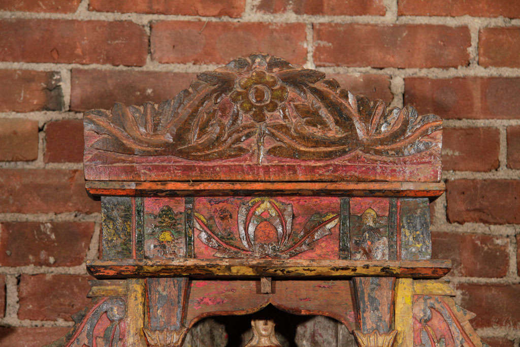 Painted Shrine w/ Virgin Mary Statue at 1stDibs