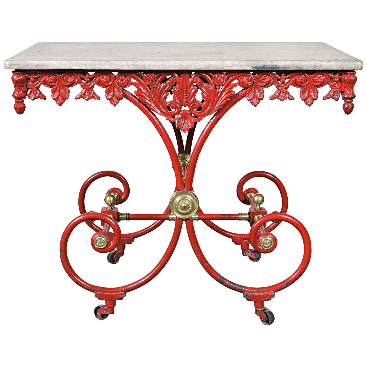 19th Century Pastry/Butcher Table with Original Marble Top at 1stDibs