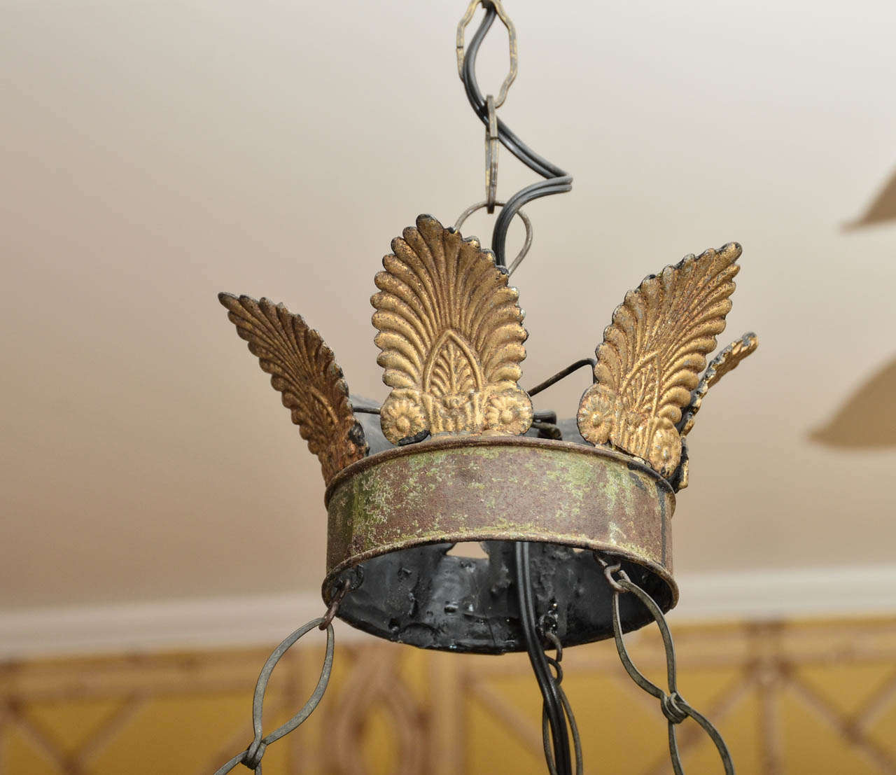 19th Century French Painted Tole Chandelier at 1stDibs