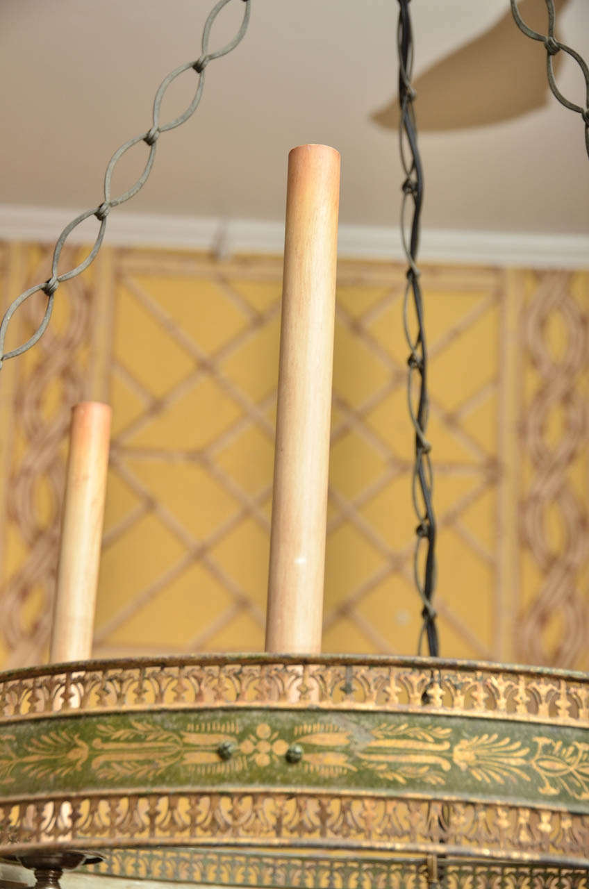 19th Century French Painted Tole Chandelier at 1stDibs