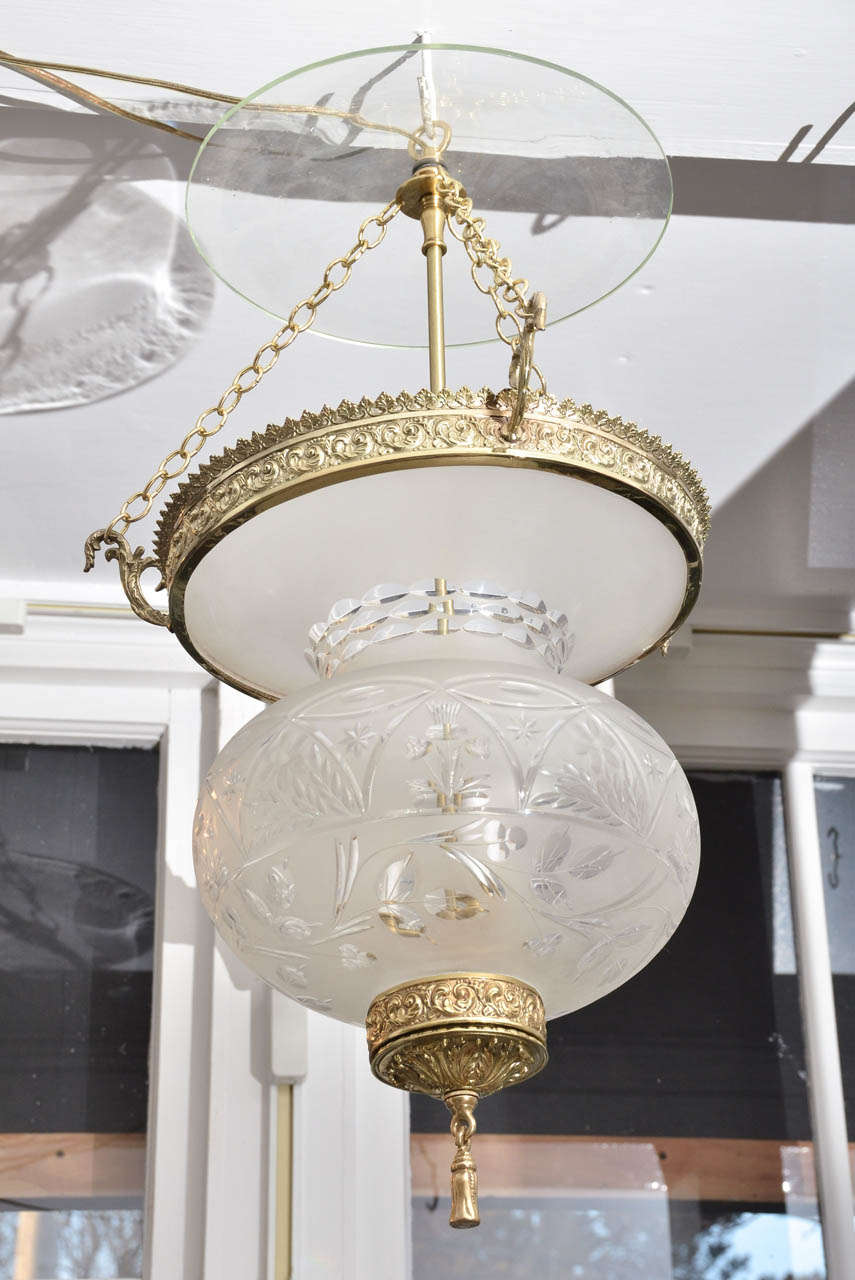 19th Century English Late Regency Crystal and Brass Bell Lantern at 1stDibs