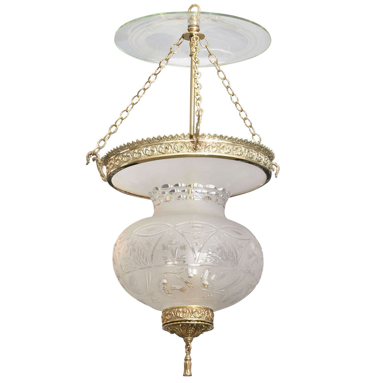 19th Century English Late Regency Crystal and Brass Bell Lantern at 1stDibs