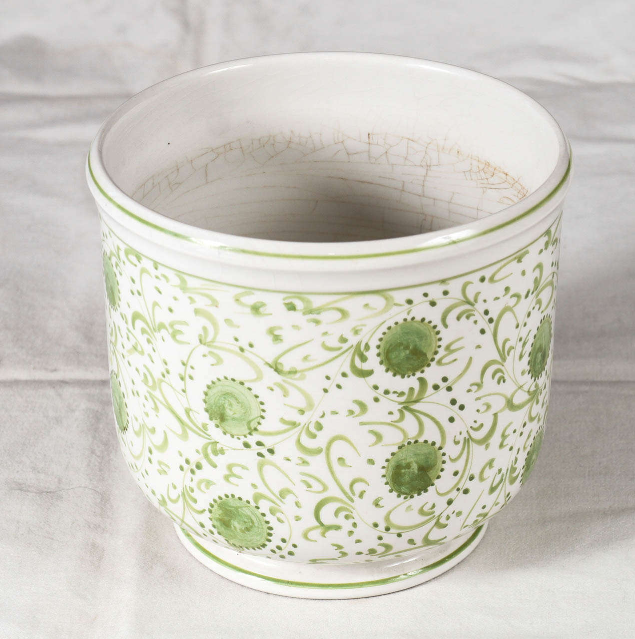 Italian Green and white ceramic cachepot. at 1stDibs | white ceramic ...