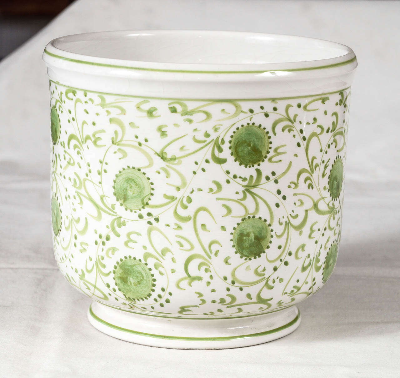 Italian Green and white ceramic cachepot. at 1stDibs | white ceramic ...