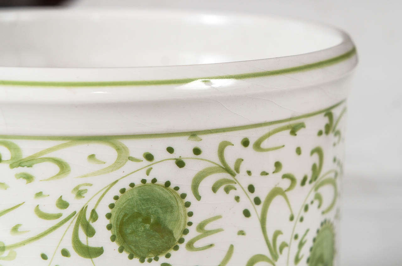 Italian Green and white ceramic cachepot. at 1stDibs | white ceramic ...