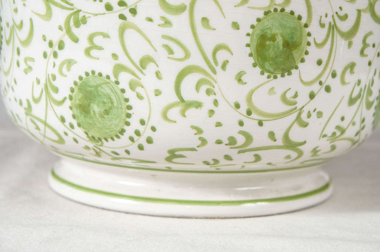 Italian Green and white ceramic cachepot. at 1stDibs | white ceramic ...