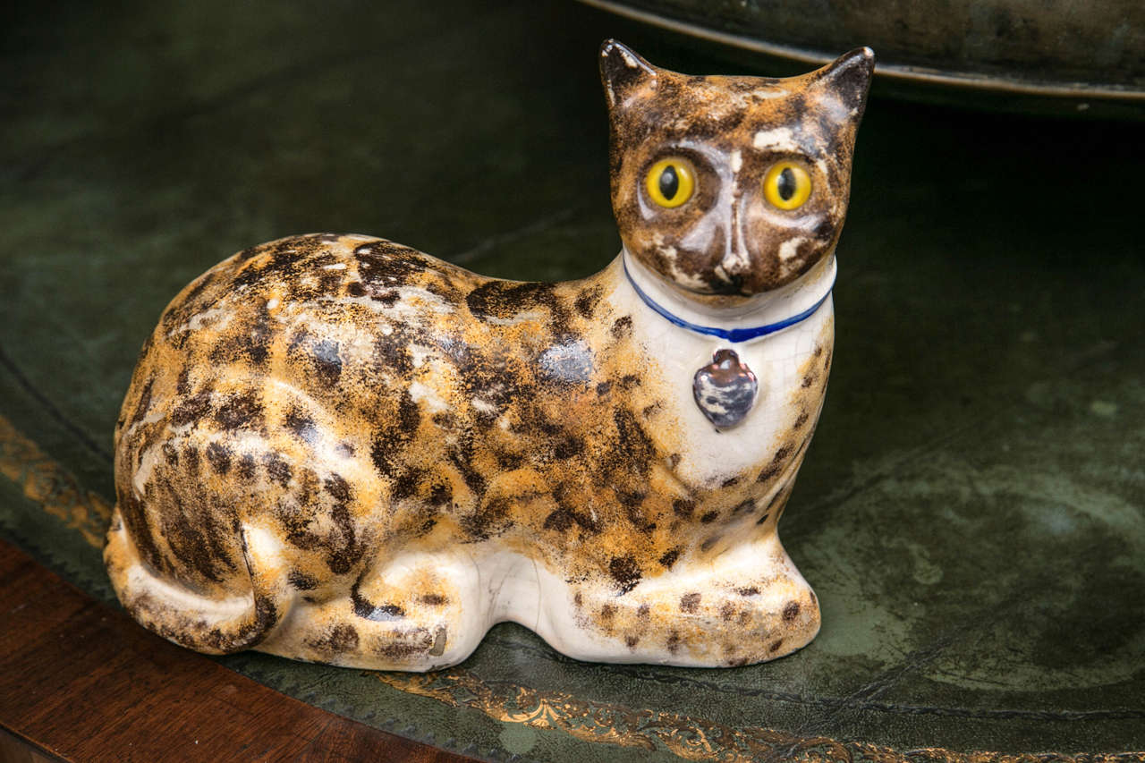 Pair of Staffordshire Pottery Cats at 1stDibs