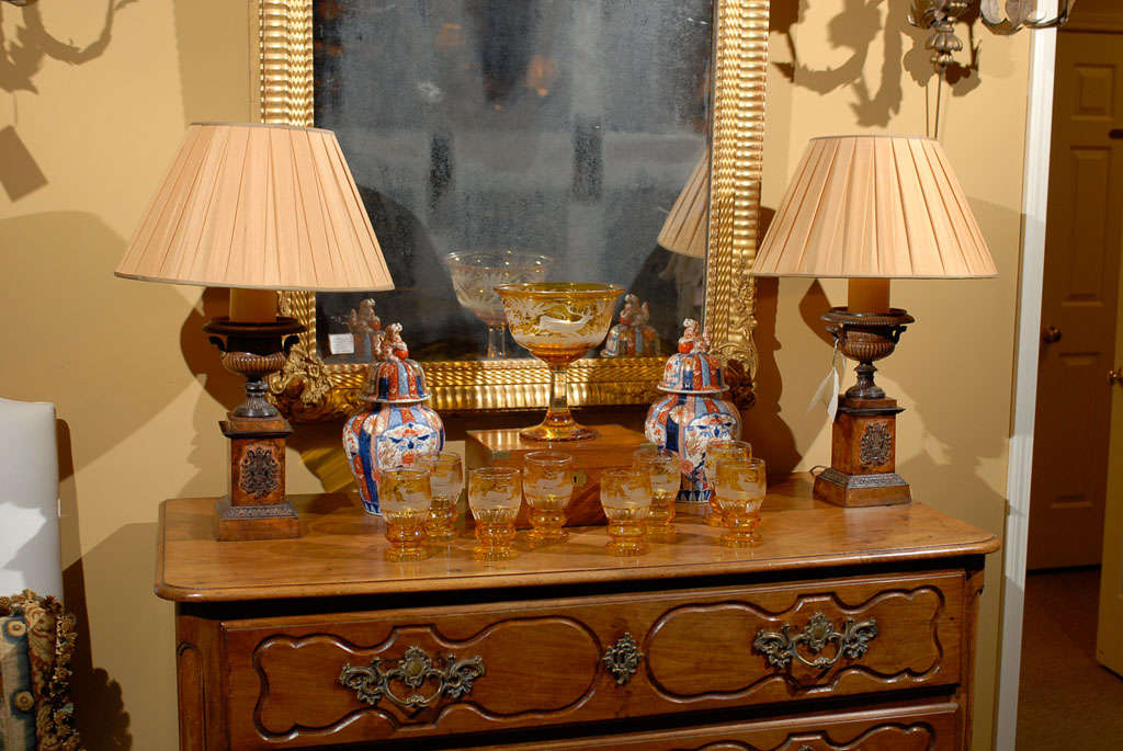 Set of 19th Century Bohemian Glasses and Punch Bowl, Circa 1880 at 1stDibs