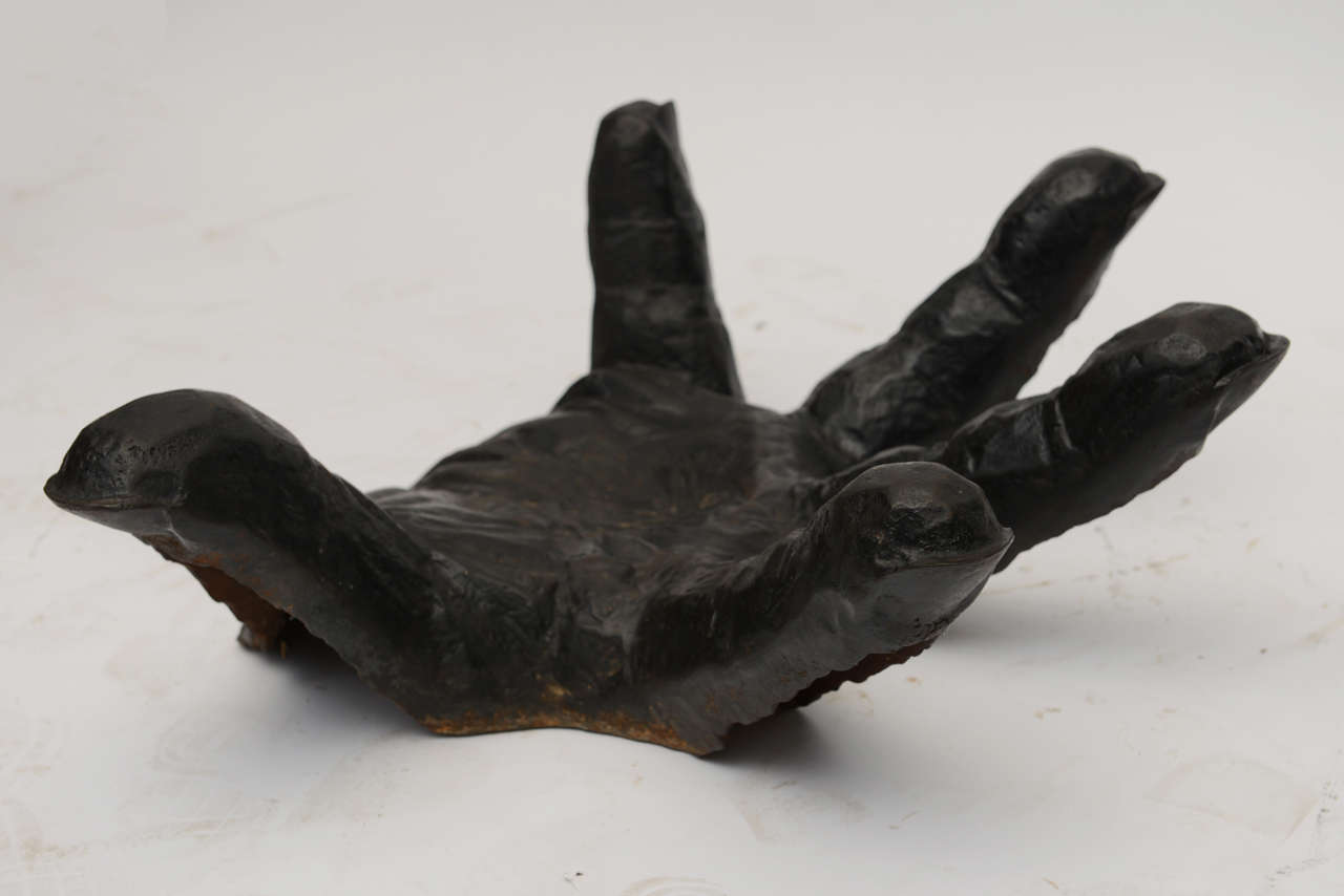 Massive Iron Hand Sculpture "Signed" For Sale at 1stdibs