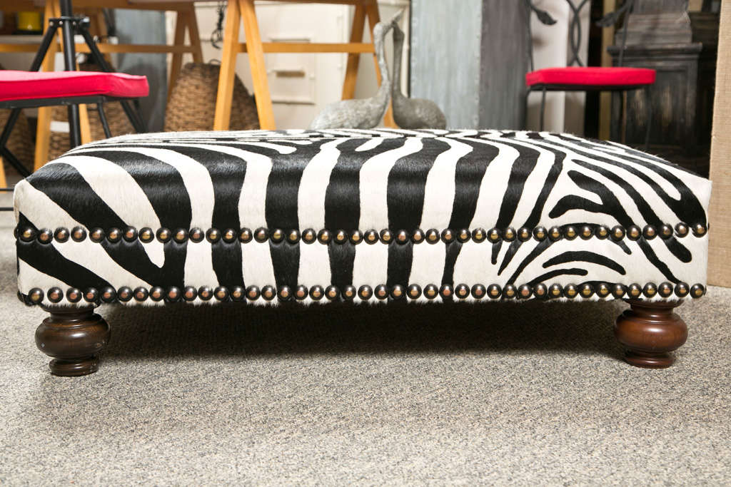 Faux Zebra skin Ottoman For Sale at 1stDibs