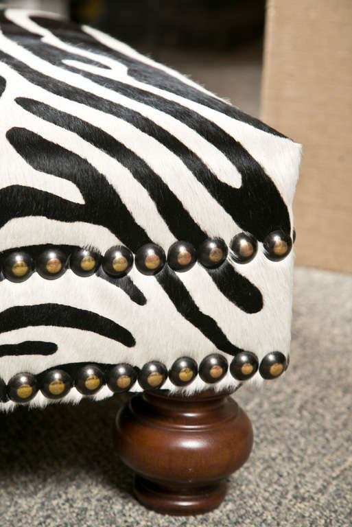 Faux Zebra skin Ottoman For Sale at 1stDibs