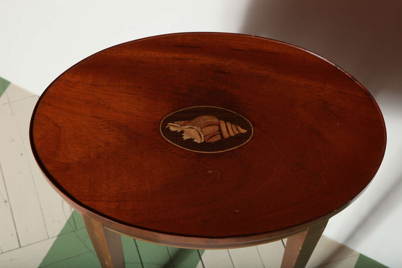 Vintage Baker Furniture Drinks Table with Inlaid Shell Motif at 1stDibs
