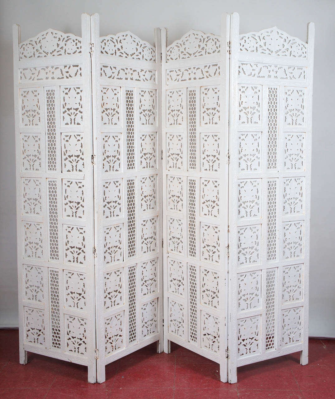 4-Paneled Hand Carved Indian Screen at 1stDibs
