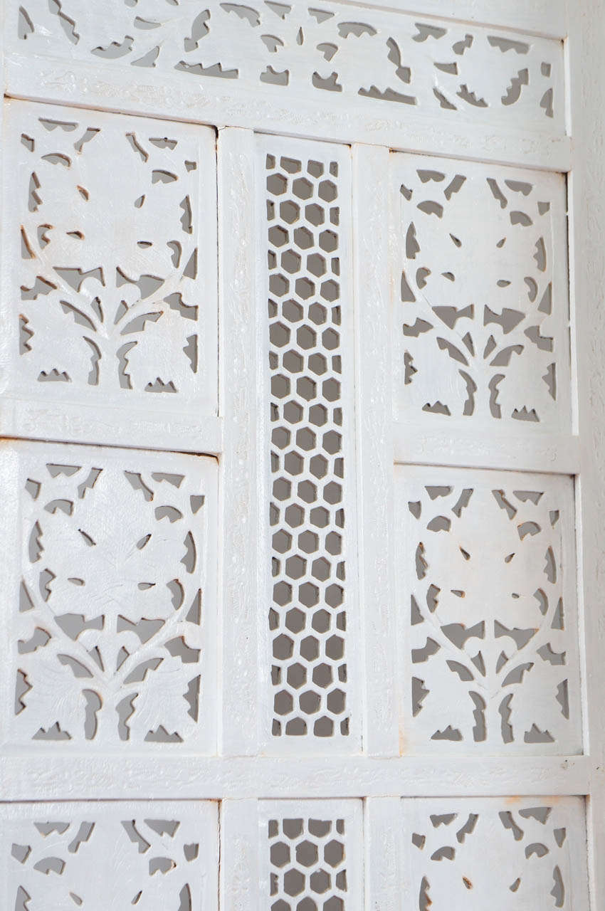 4-Paneled Hand Carved Indian Screen at 1stDibs