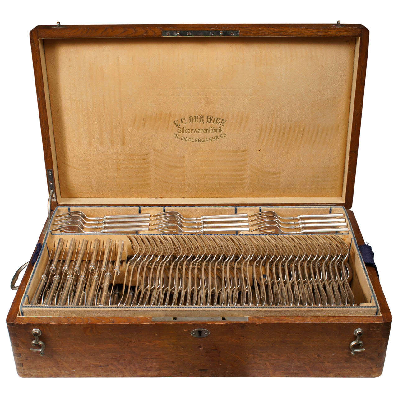 Incredible Tiffany And Company Oak Fitted Flatware Silverware Chest For ...