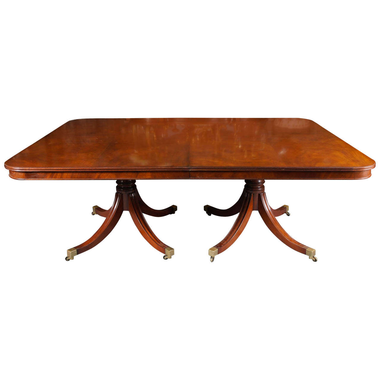 Sheraton-Style Mahogany Triple Pedestal Monumental Dining Table with ...